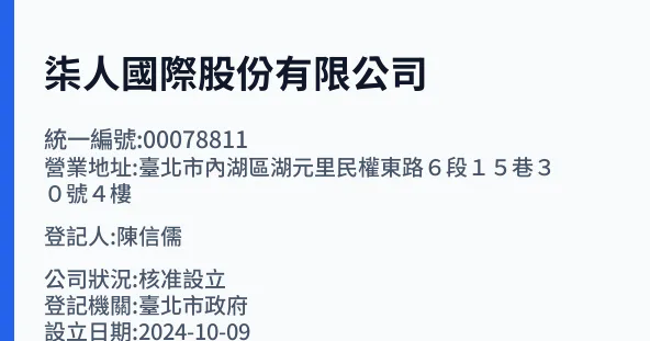 柒人國際股份有限公司的照片-統編 00078811(臺北市) 公司登記資料與營業項目詳細圖表