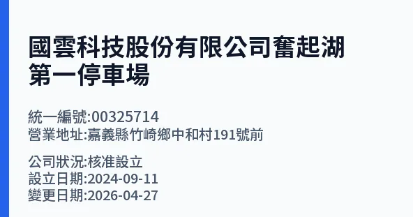 國雲科技股份有限公司奮起湖第一停車場的照片-統編 00325714(嘉義縣) 公司登記資料與營業項目詳細圖表