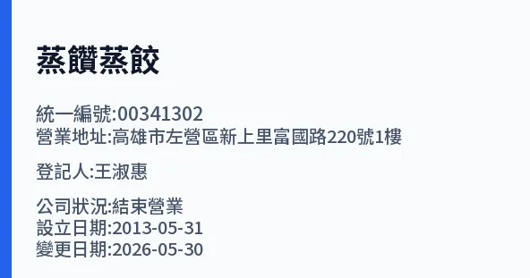 蒸饡蒸餃的照片-統編 00341302(高雄市) 公司登記資料與營業項目詳細圖表