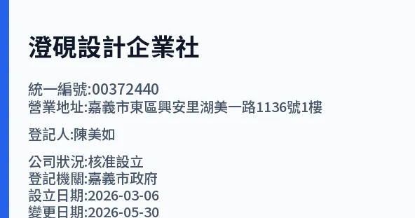 澄硯設計企業社的照片-統編 00372440(嘉義市) 公司登記資料與營業項目詳細圖表