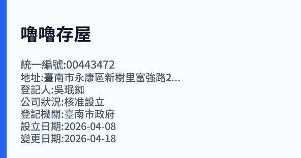 嚕嚕存屋的照片-統編 00443472(臺南市) 公司登記資料與營業項目詳細圖表