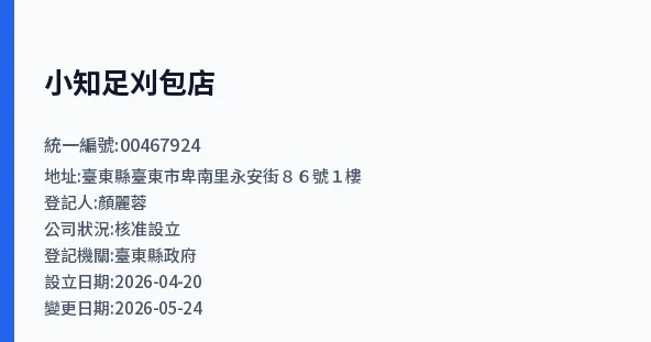 小知足刈包店的照片-統編 00467924(臺東縣) 公司登記資料與營業項目詳細圖表