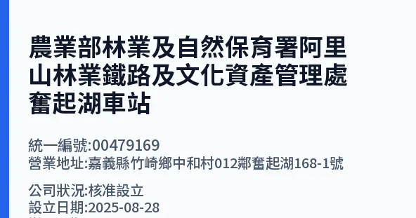 農業部林業及自然保育署阿里山林業鐵路及文化資產管理處奮起湖車站的照片-統編 00479169(嘉義縣) 公司登記資料與營業項目詳細圖表