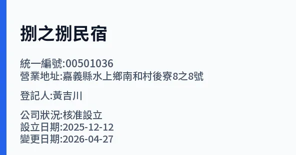 捌之捌民宿的照片-統編 00501036(嘉義縣) 公司登記資料與營業項目詳細圖表