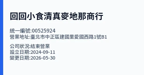 回回小食清真麥地那商行的照片-統編 00525924(臺北市) 公司登記資料與營業項目詳細圖表