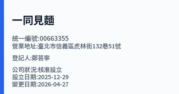 一同見麵的照片-統編 00663355(臺北市) 公司登記資料與營業項目詳細圖表