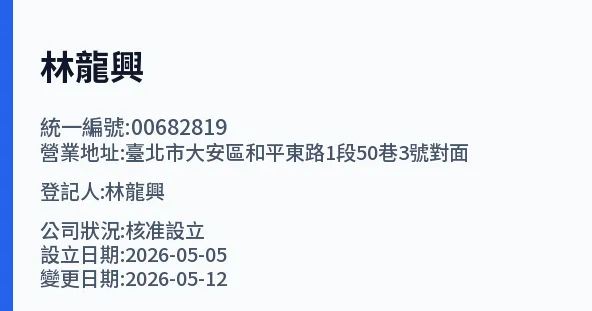 林龍興的照片-統編 00682819(臺北市) 公司登記資料與營業項目詳細圖表