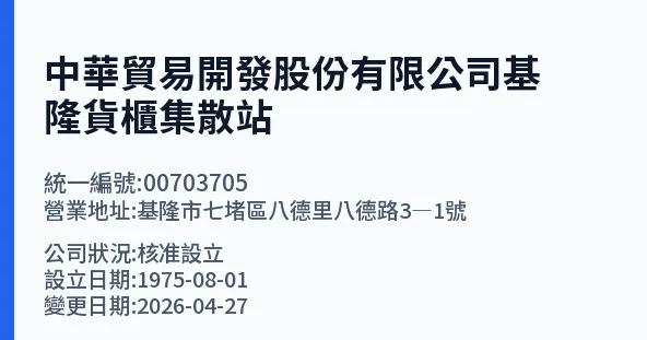 中華貿易開發股份有限公司基隆貨櫃集散站的照片-統編 00703705(基隆市) 公司登記資料與營業項目詳細圖表