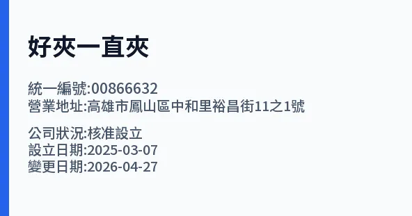 好夾一直夾的照片-統編 00866632(高雄市) 公司登記資料與營業項目詳細圖表