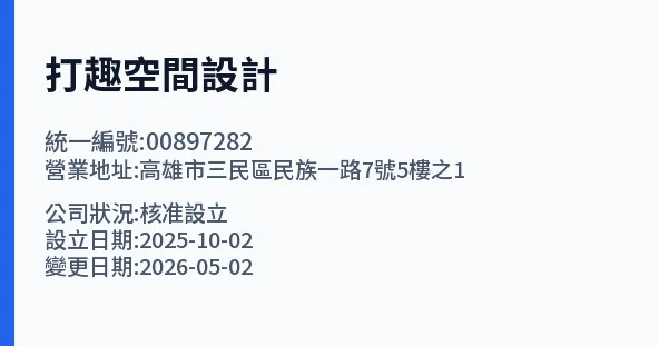 打趣空間設計的照片-統編 00897282(高雄市) 公司登記資料與營業項目詳細圖表