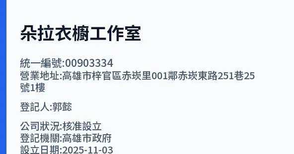 朵拉衣櫥工作室的照片-統編 00903334(高雄市) 公司登記資料與營業項目詳細圖表
