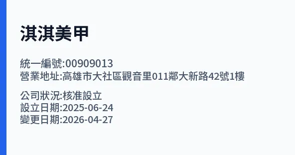 淇淇美甲的照片-統編 00909013(高雄市) 公司登記資料與營業項目詳細圖表