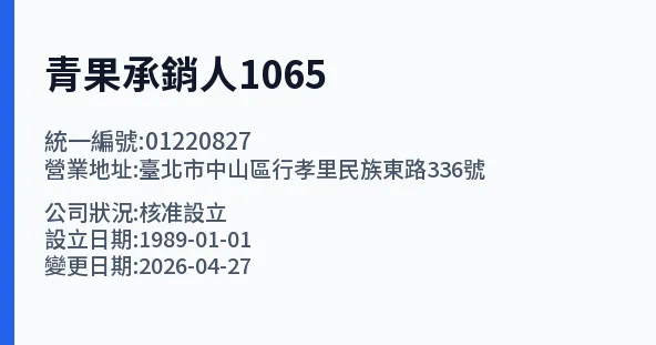 青果承銷人1065的照片-統編 01220827(臺北市) 公司登記資料與營業項目詳細圖表