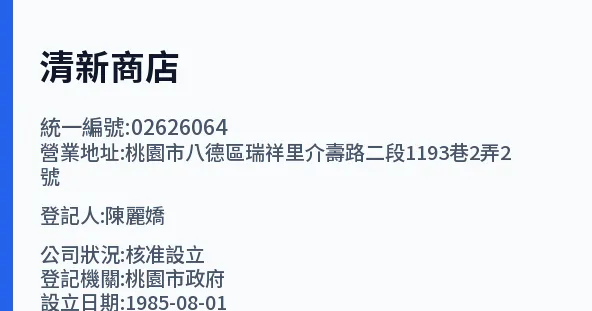 清新商店的照片-統編 02626064(桃園市) 公司登記資料與營業項目詳細圖表