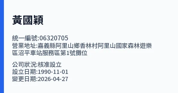 黃國穎的照片-統編 06320705(嘉義縣) 公司登記資料與營業項目詳細圖表