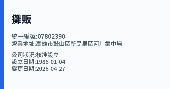 攤販的照片-統編 07802390(高雄市) 公司登記資料與營業項目詳細圖表