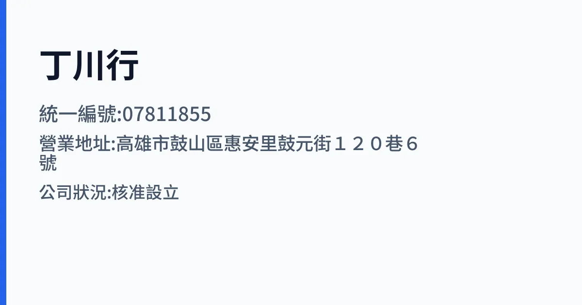 丁川行 - 統編 07811855(高雄市) 公司登記資料與營業項目詳細圖表