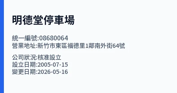 明德堂停車場的照片-統編 08680064(新竹市) 公司登記資料與營業項目詳細圖表