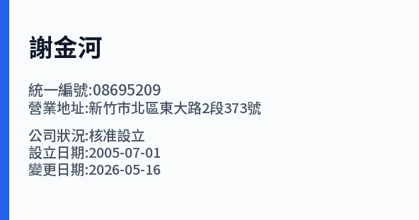 謝金河的照片-統編 08695209(新竹市) 公司登記資料與營業項目詳細圖表