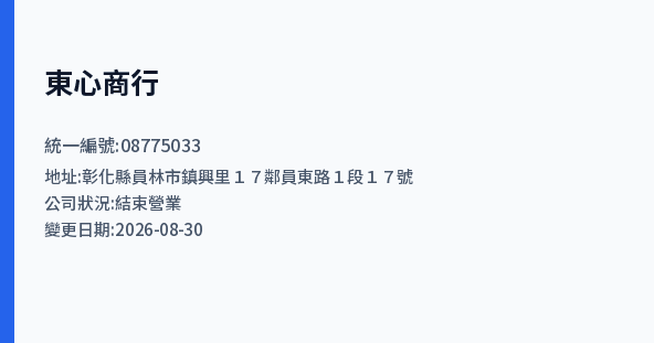 東心商行的照片-統編 08775033(彰化縣) 公司登記資料與營業項目詳細圖表