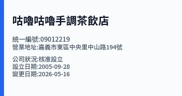 咕嚕咕嚕手調茶飲店的照片-統編 09012219(嘉義市) 公司登記資料與營業項目詳細圖表
