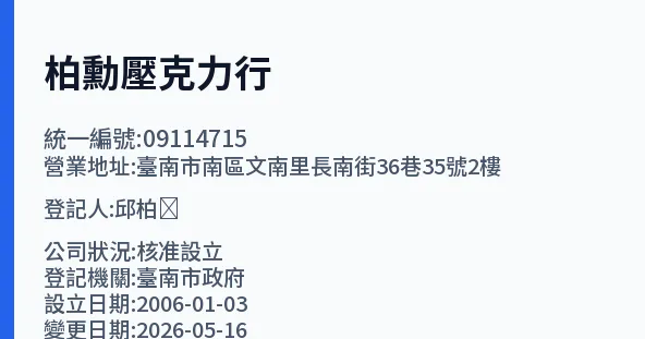 柏勳壓克力行的照片-統編 09114715(臺南市) 公司登記資料與營業項目詳細圖表