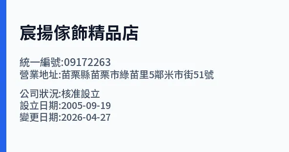 宸揚傢飾精品店的照片-統編 09172263(苗栗縣) 公司登記資料與營業項目詳細圖表