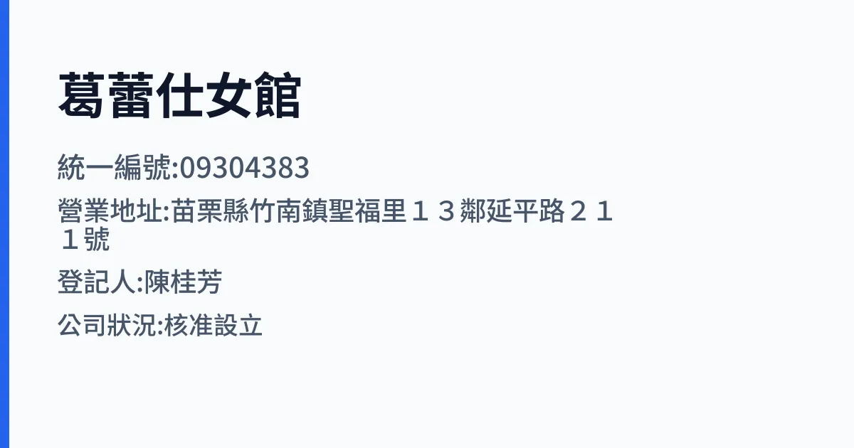 葛蕾仕女館 - 統編 09304383（苗栗縣） 公司登記資料與營業項目詳細圖表