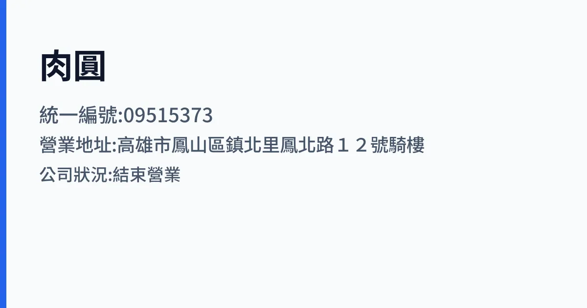 肉圓 - 統編 09515373(高雄市) 公司登記資料與營業項目詳細圖表