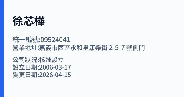 徐芯樺的照片-統編 09524041(嘉義市) 公司登記資料與營業項目詳細圖表