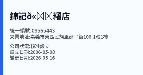 錦記𫃎糬店的照片-統編 09565443(嘉義市) 公司登記資料與營業項目詳細圖表