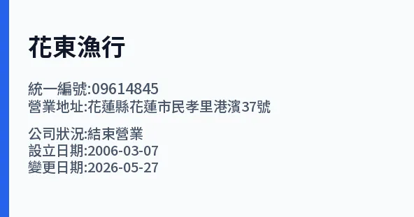 花東漁行的照片-統編 09614845(花蓮縣) 公司登記資料與營業項目詳細圖表
