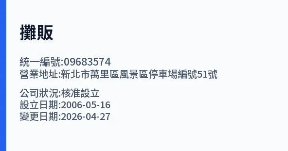 攤販的照片-統編 09683574(新北市) 公司登記資料與營業項目詳細圖表