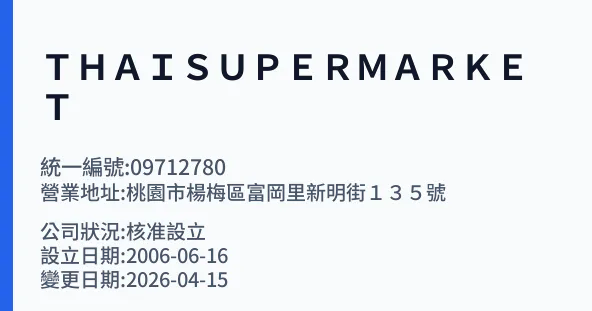 ＴＨＡＩＳＵＰＥＲＭＡＲＫＥＴ的照片-統編 09712780(桃園市) 公司登記資料與營業項目詳細圖表