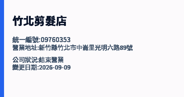 竹北剪髮店的照片-統編 09760353(新竹縣) 公司登記資料與營業項目詳細圖表