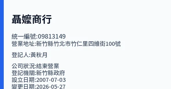 聶嬤商行的照片-統編 09813149(新竹縣) 公司登記資料與營業項目詳細圖表