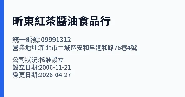 昕東紅茶醬油食品行的照片-統編 09991312(新北市) 公司登記資料與營業項目詳細圖表
