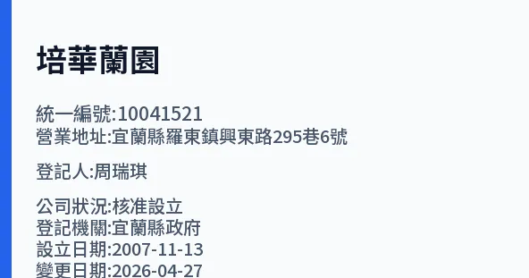 培華蘭園的照片-統編 10041521(宜蘭縣) 公司登記資料與營業項目詳細圖表