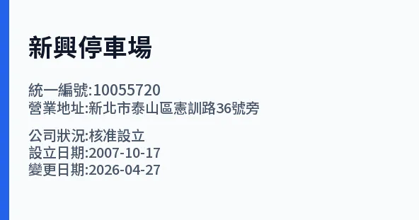 新興停車場的照片-統編 10055720(新北市) 公司登記資料與營業項目詳細圖表