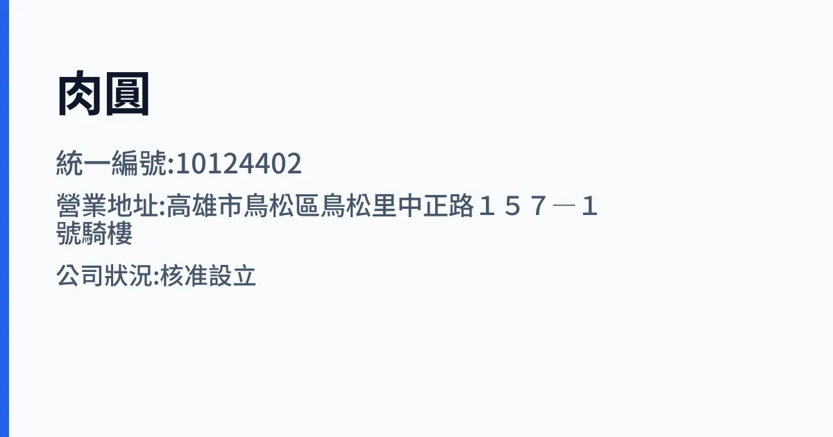 肉圓 - 統編 10124402(高雄市) 公司登記資料與營業項目詳細圖表