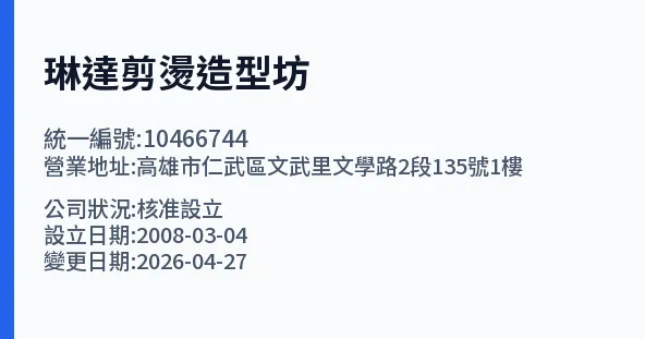 琳達剪燙造型坊的照片-統編 10466744(高雄市) 公司登記資料與營業項目詳細圖表