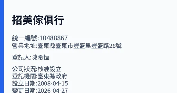 招美傢俱行的照片-統編 10488867(臺東縣) 公司登記資料與營業項目詳細圖表
