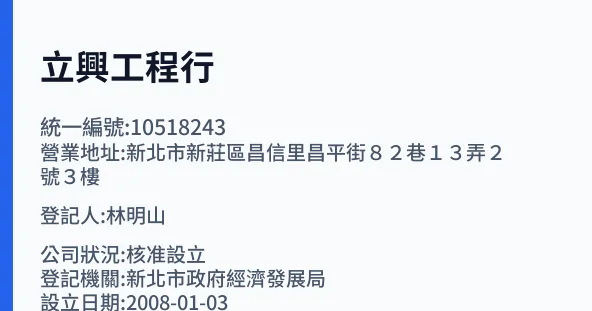 立興工程行的照片-統編 10518243(新北市) 公司登記資料與營業項目詳細圖表
