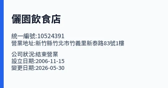 儷園飲食店的照片-統編 10524391(新竹縣) 公司登記資料與營業項目詳細圖表