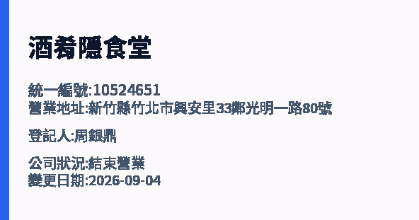 酒肴隱食堂的照片-統編 10524651(新竹縣) 公司登記資料與營業項目詳細圖表