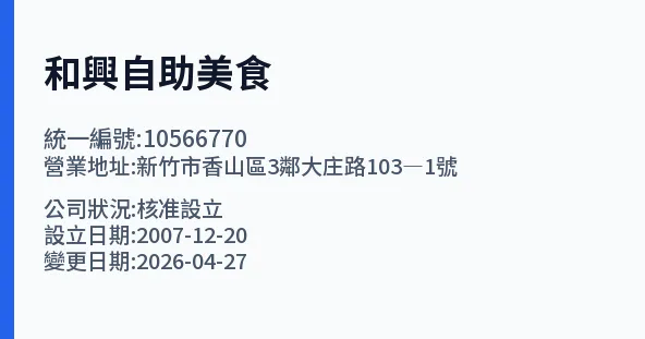 和興自助美食的照片-統編 10566770(新竹市) 公司登記資料與營業項目詳細圖表