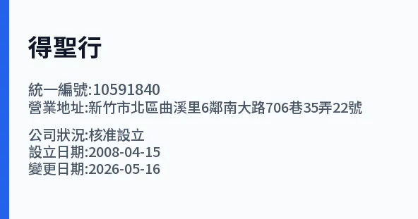 得聖行的照片-統編 10591840(新竹市) 公司登記資料與營業項目詳細圖表