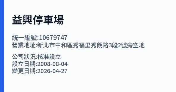 益興停車場的照片-統編 10679747(新北市) 公司登記資料與營業項目詳細圖表