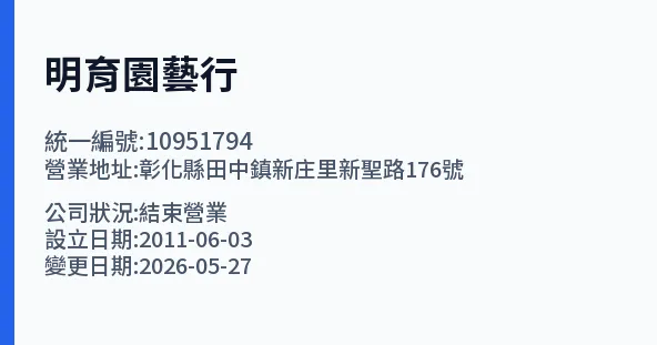 明育園藝行的照片-統編 10951794(彰化縣) 公司登記資料與營業項目詳細圖表