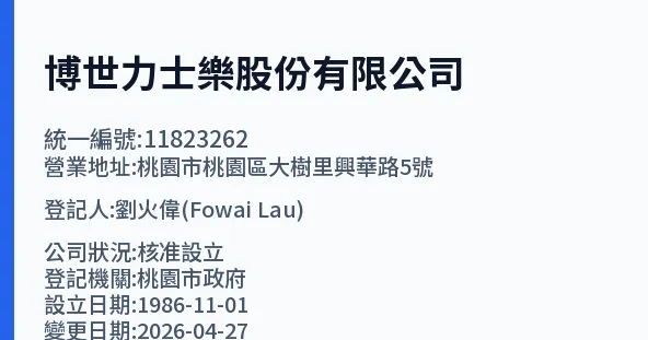 博世力士樂股份有限公司的照片-統編 11823262(桃園市) 公司登記資料與營業項目詳細圖表
